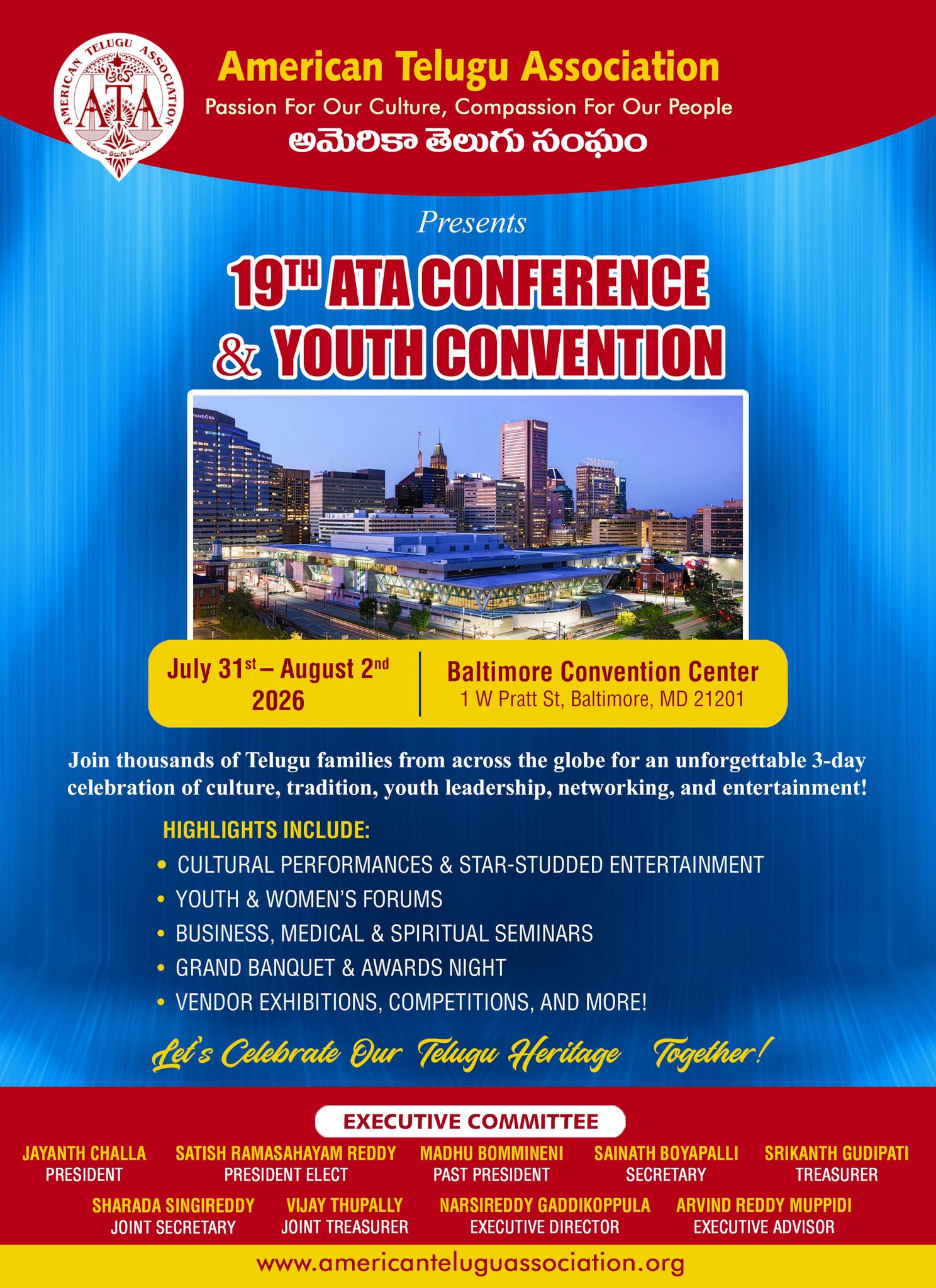 19TH ATA CONFERENCE & YOUTH CONVENTION - American Telugu Association